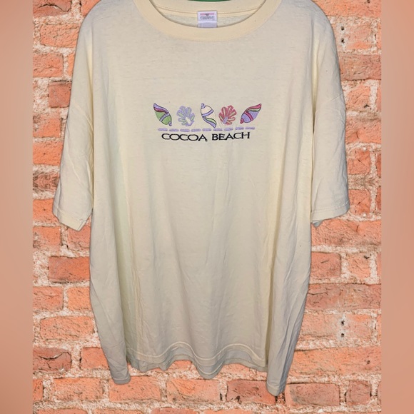 Anvil | Tops | Vintage 9s Pastel Embroidered Cocoa Beach Pastel Yellow ...
